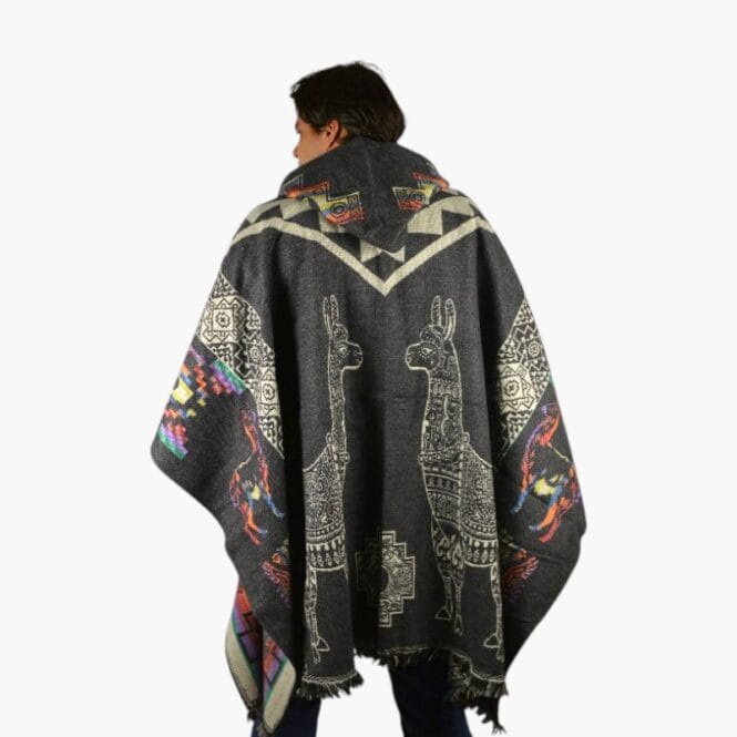 Wendeponcho Lama aus 100% Alpakawolle | Cóndor Pasa